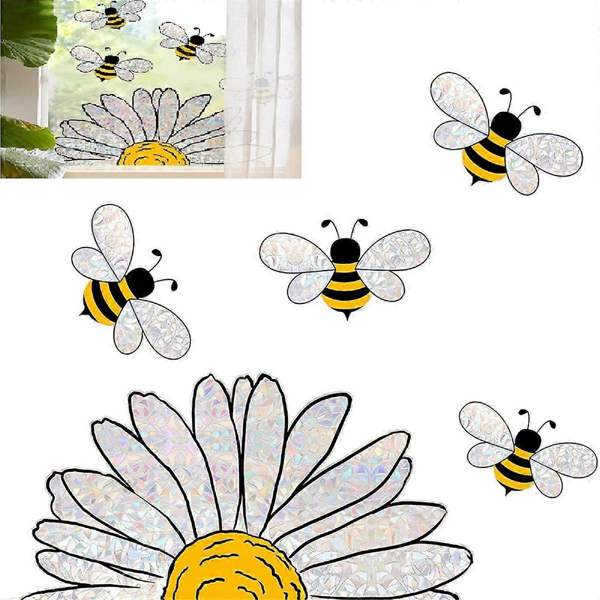 Cute Bee Style Glass Sticker, Bee Window Decal - Stained Glass Window ...