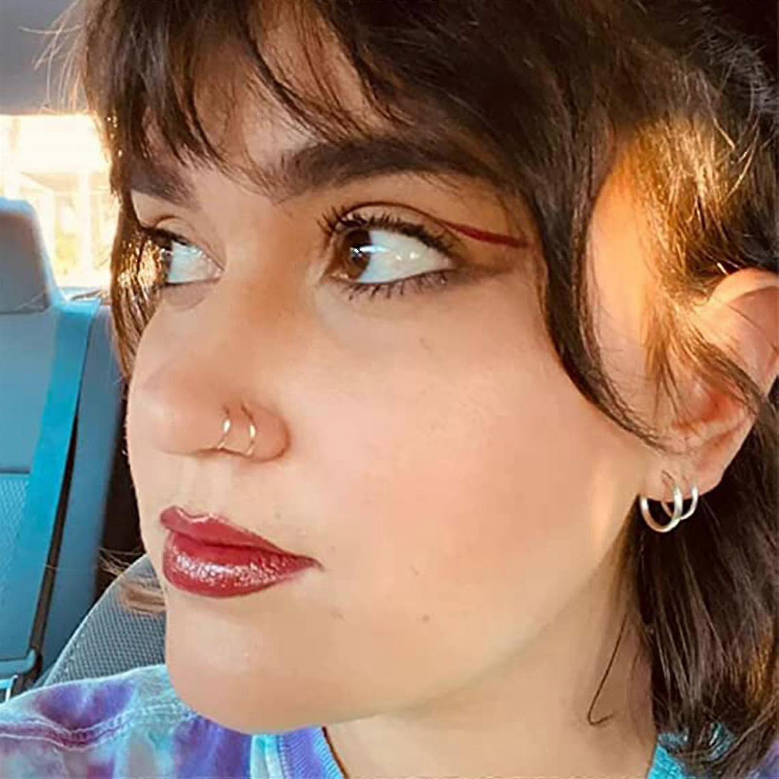 Nose Rings Hoop Double Row Nose Lip Septum Cartilage Helix Piercing ...