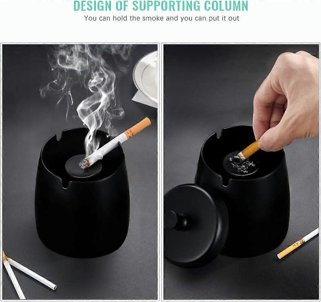 Ashtray stainless steel with lid Heavy ashtray storm-wind Non-slip base ...