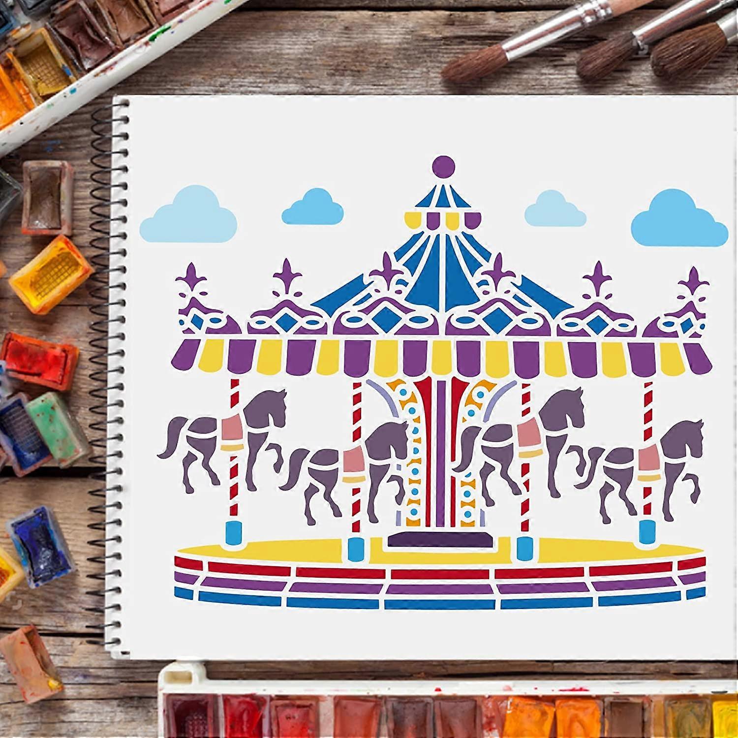 Carousel Horse Stencils Plastic Carousel Stencil Drawing Painting ...