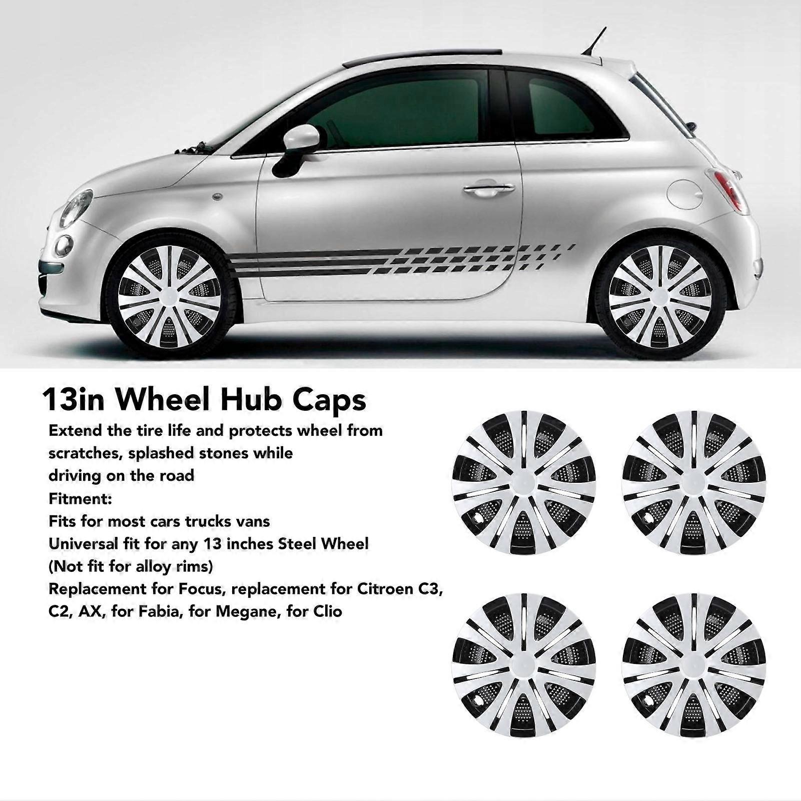 4 Pcs 13 Inch Wheel Hub Cap ABS Aerodynamic Wheel Rim Cover Protector ...