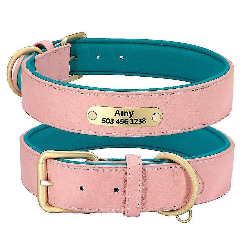 Custom engraved dog collar leather padded dogs collars with ...