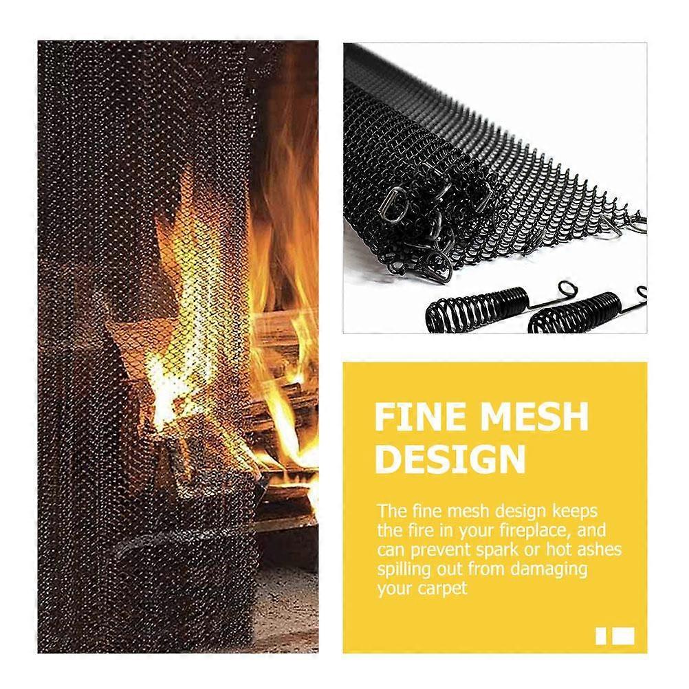 Fireplace Screen Mesh Curtains Iron Guard Curtain Panel Screens Fire ...