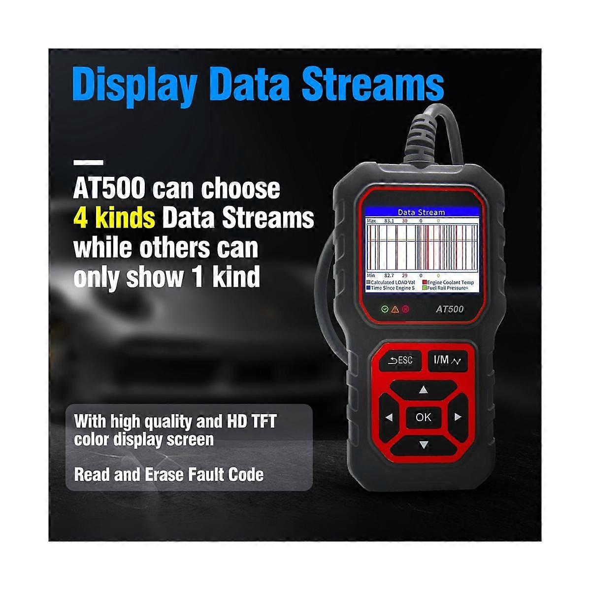 OBD2 Scanner, AT500 OBD2 Scanner Diagnostic Tool Car Engine Fault Code Reader & Erase Check ...