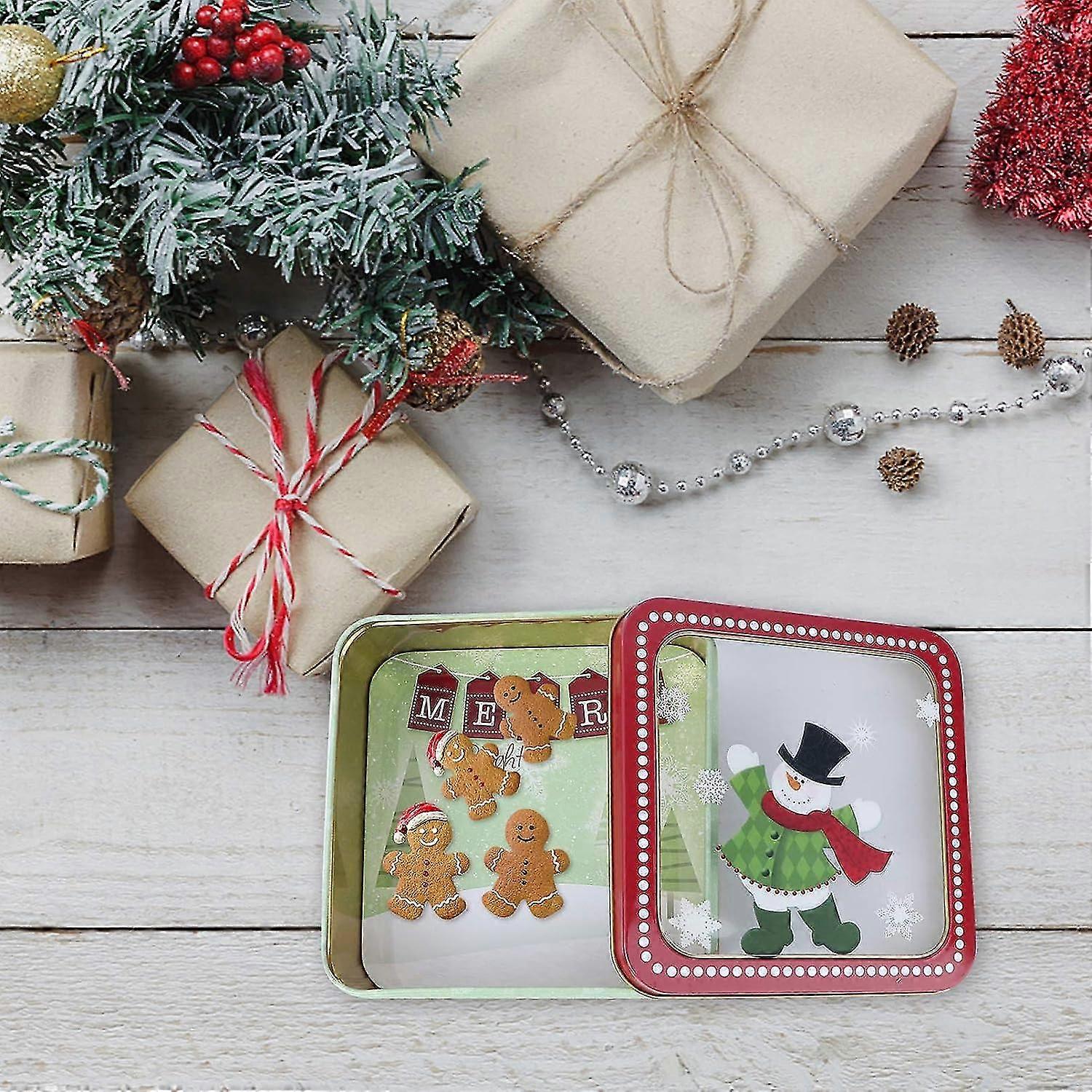 Christmas Tinplate Empty Boxes with Lids and Window Candy Cookies ...