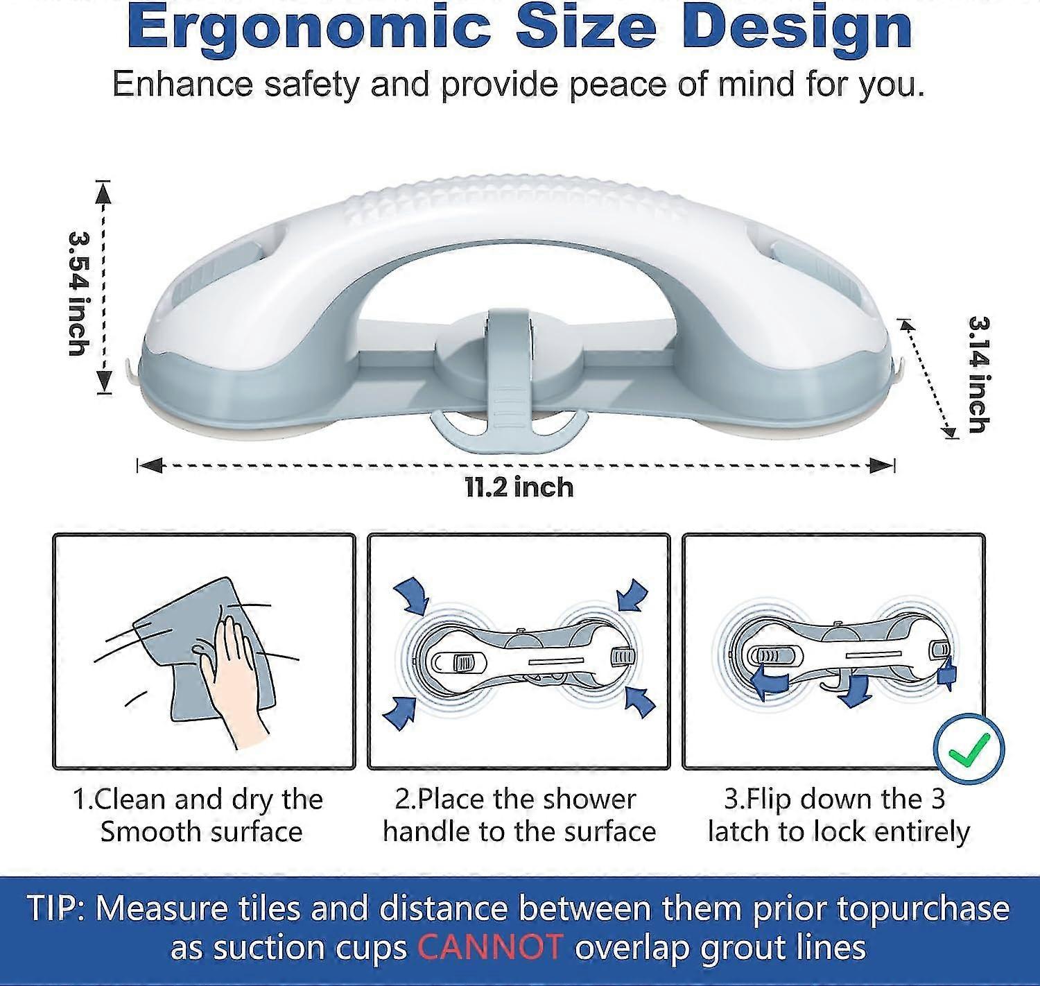 Suction Cup Grab Bars for Shower, Shower Handles for Elderly Suction ...