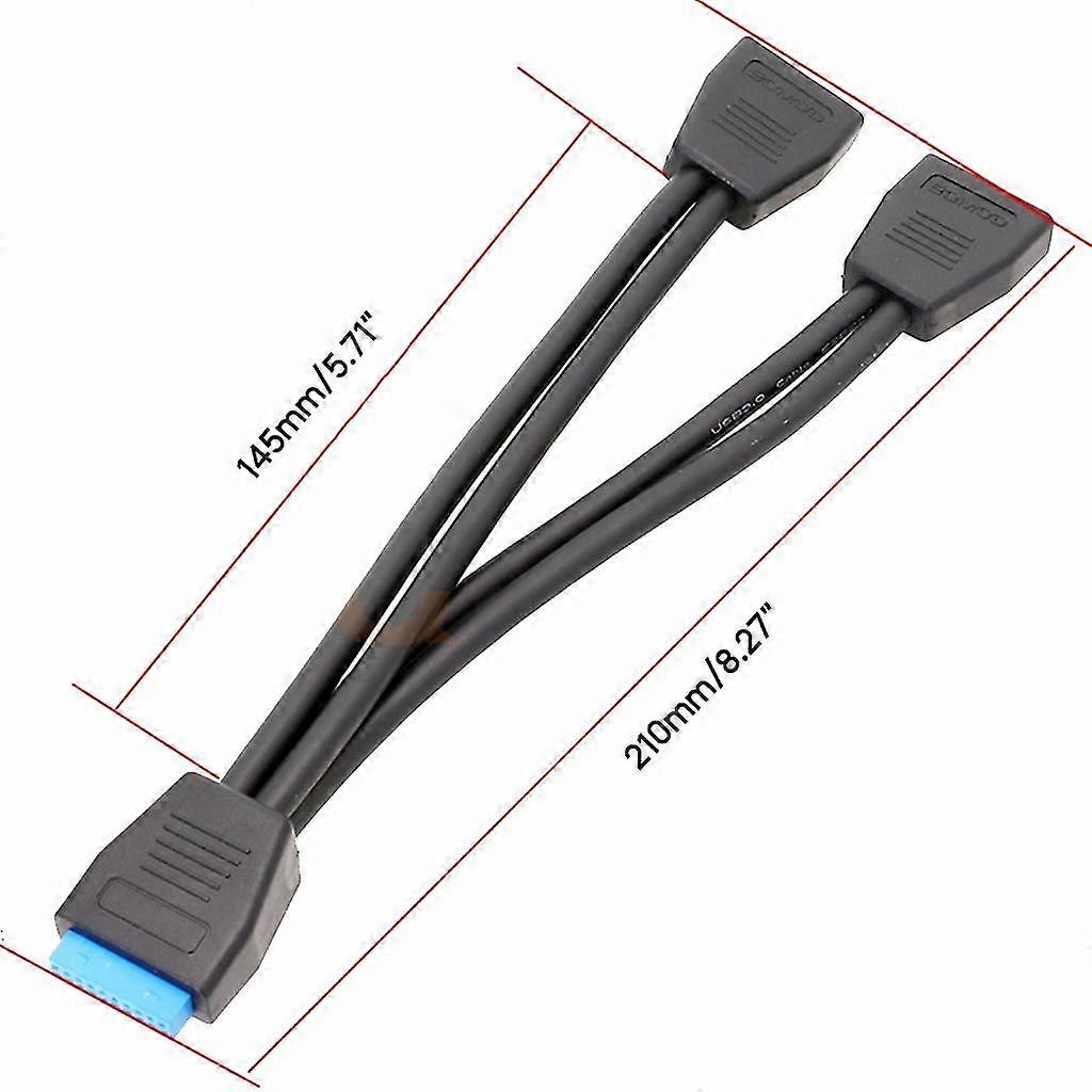 USB 3.0 Header Extension Cable, 19/20 Pin 1 to 2 Y Splitter Extension ...