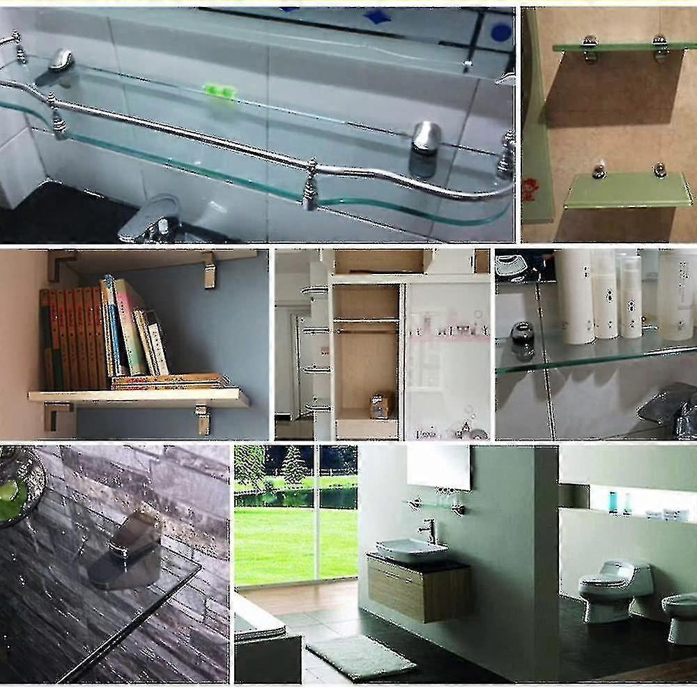 Adjustable Glass Shelf Bracket, 4 Pcs Glass Shelf Bracket, Wall Mounted ...