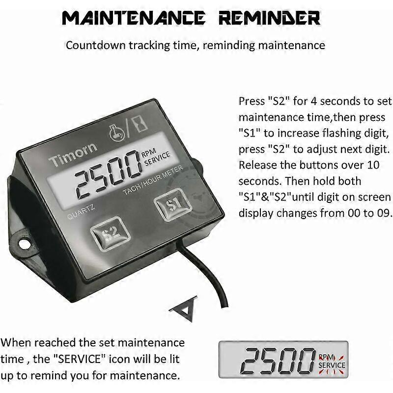Motorcycle Tachometer, Digital Tachometer, Inductive Hour Meter for 2-Stroke and 4-Stroke Small ...