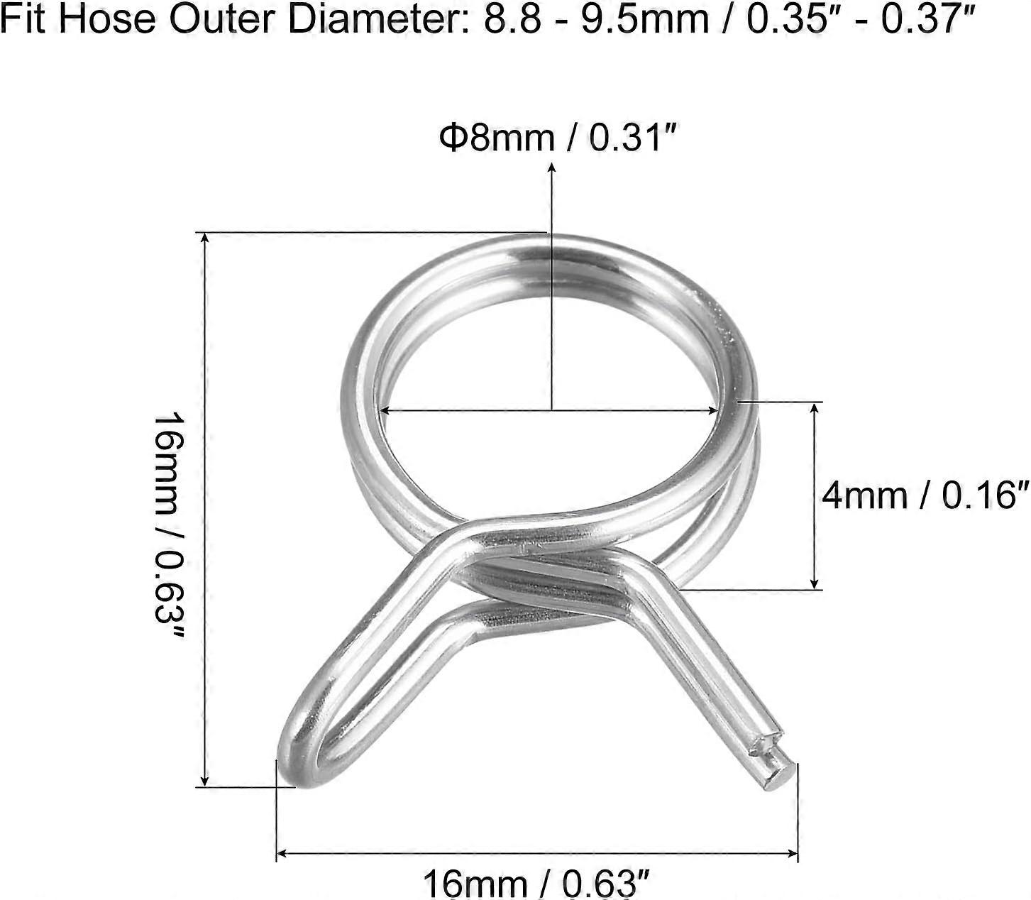 Double Wire Spring Hose Clamp, 10pcs 304 Stainless Steel 8mm Fit ...