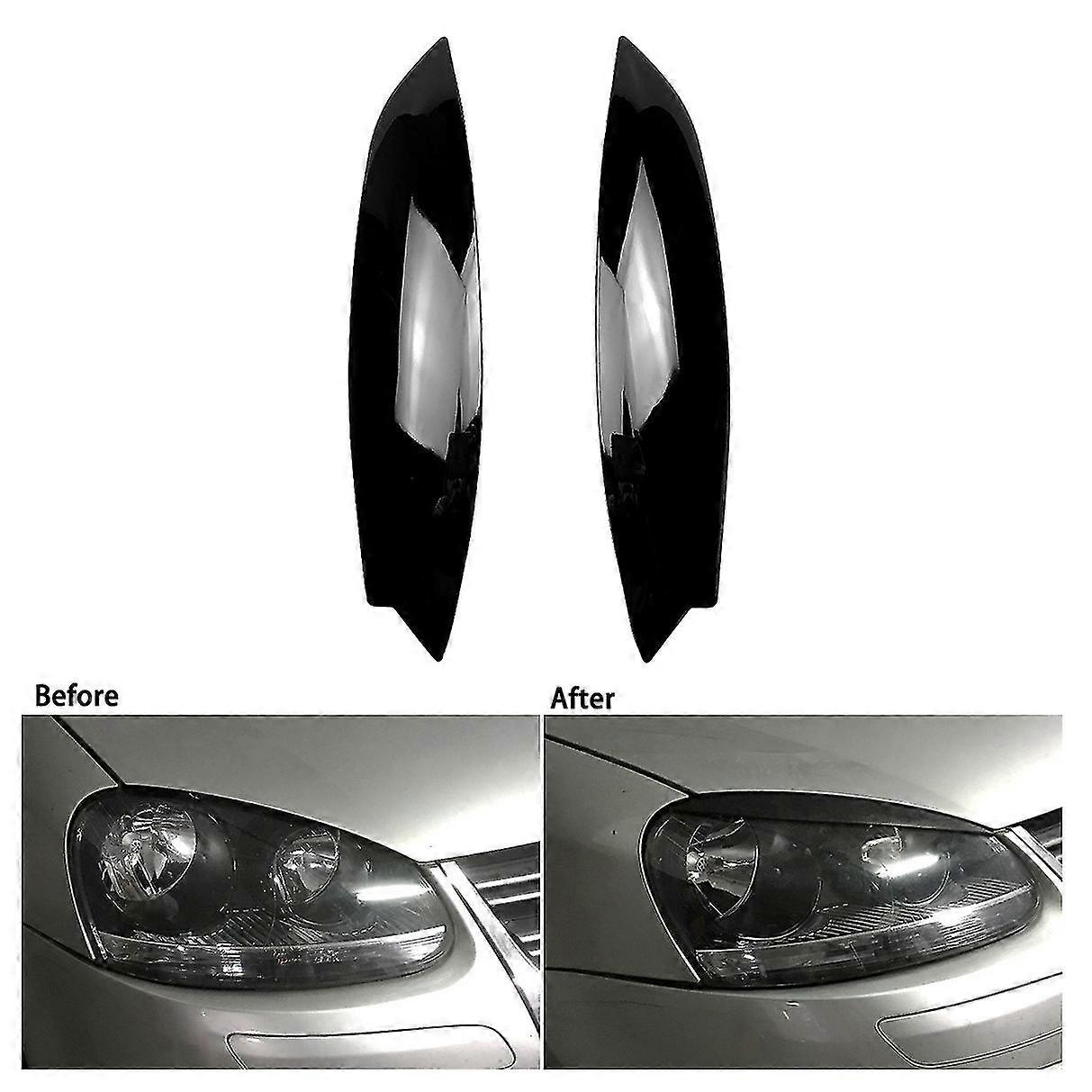 Bright Black Headlights Eyebrows Eyelids Cover Eyelash Head Light Lamp ...