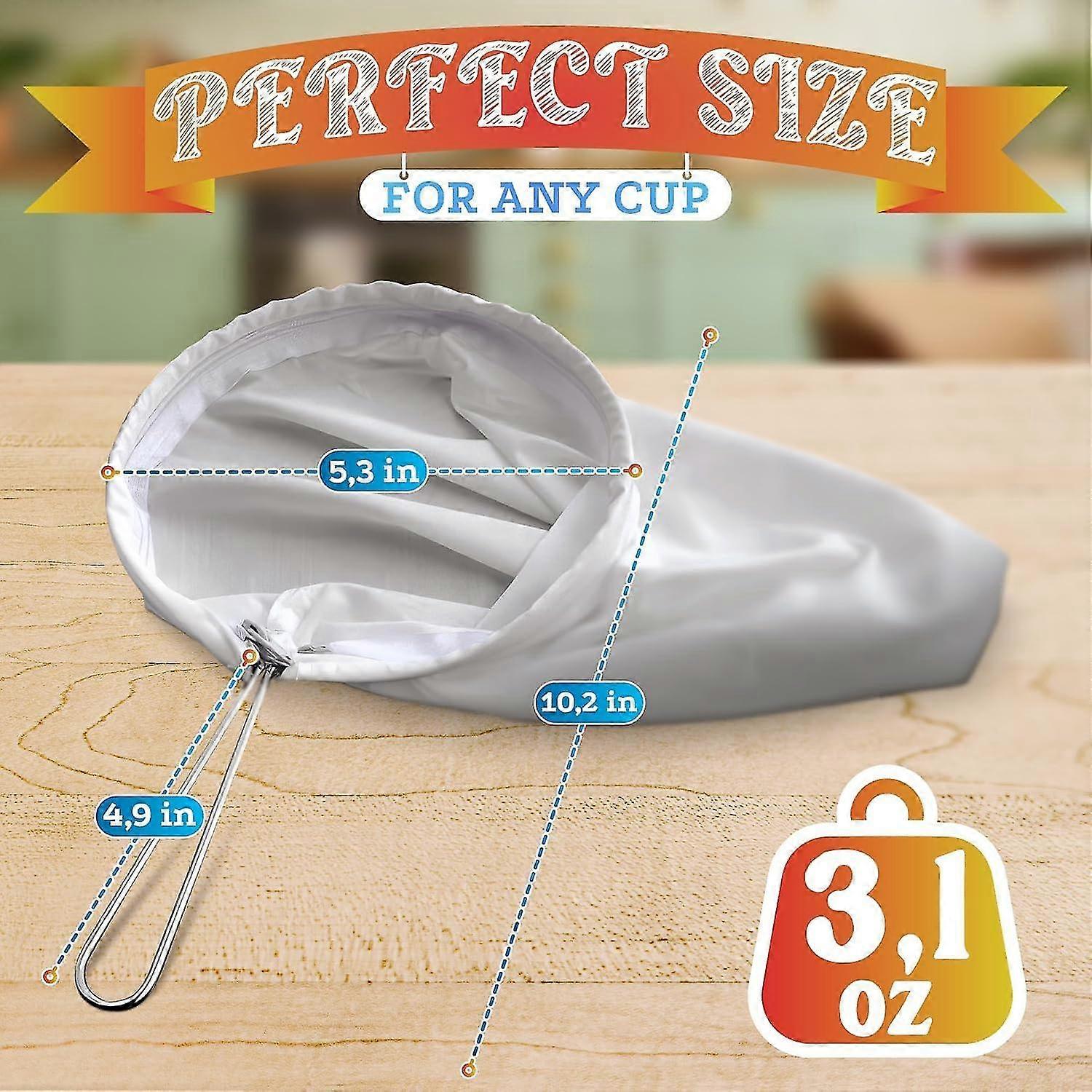 Stainless Steel Tea Strainer With Handle - 5.3 Inches Muslin Cloth ...