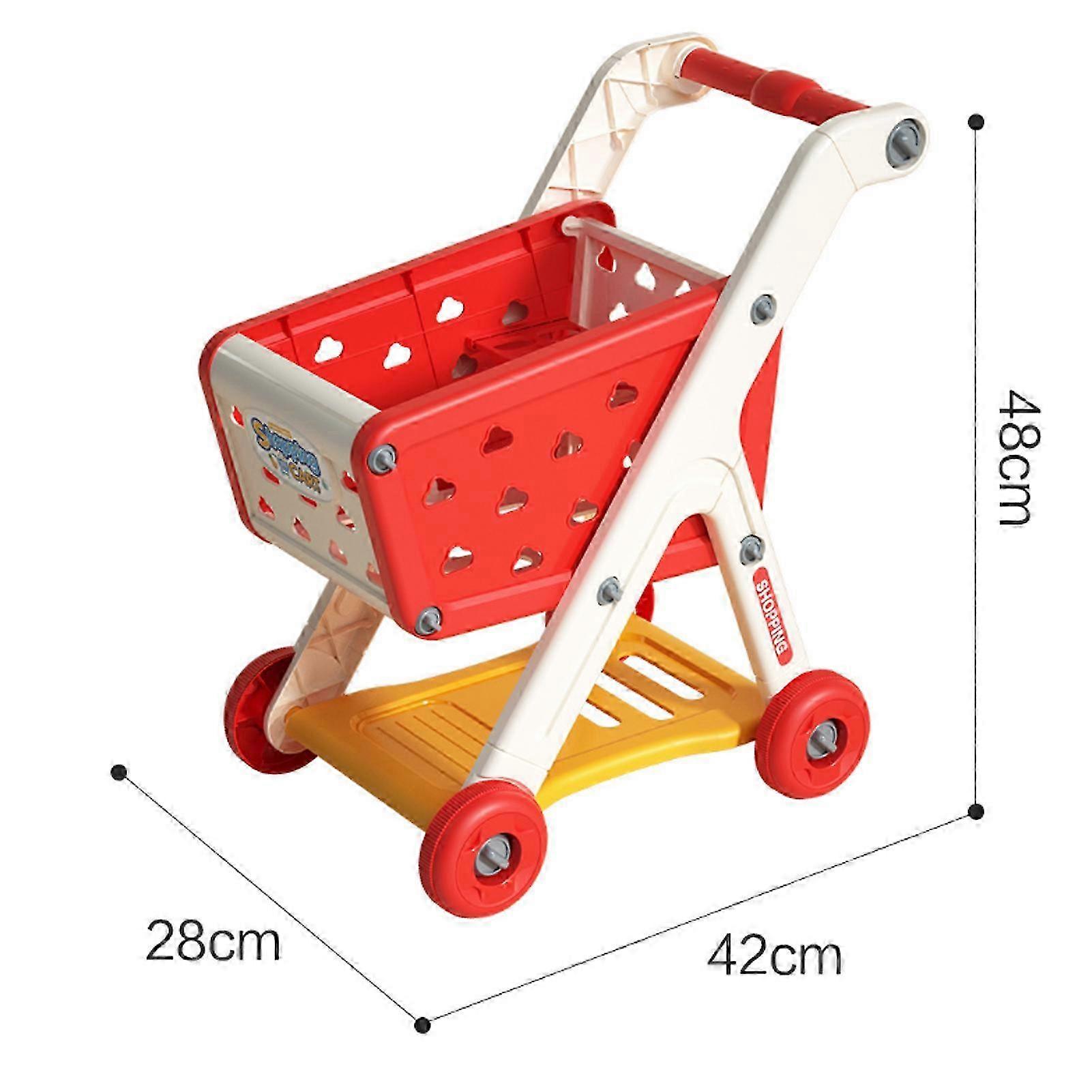 Kids Shopping Cart Toy with 25 Fruit Vegetable Food Accessories Role ...