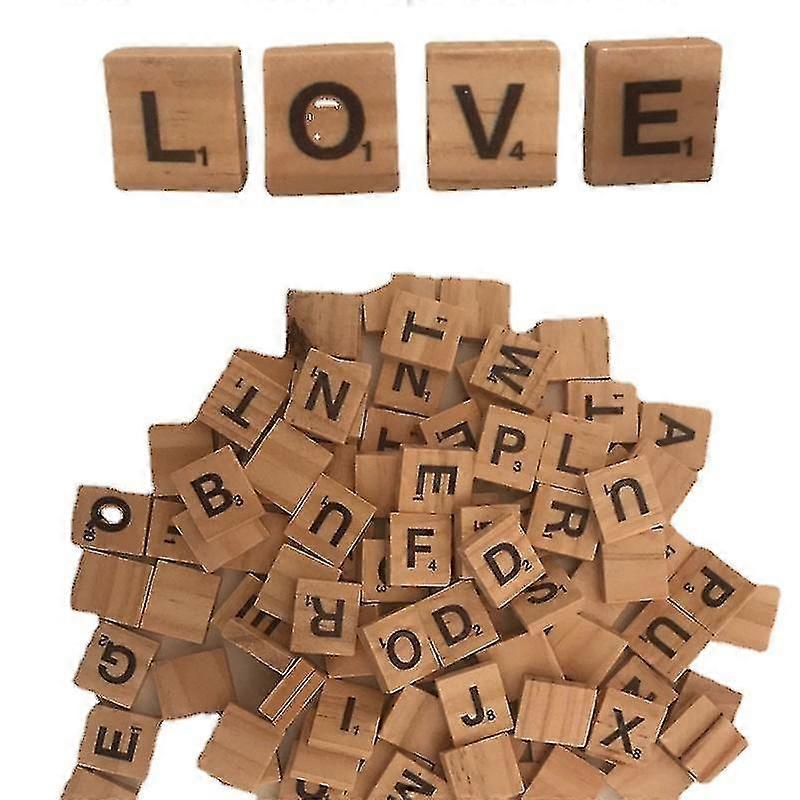 100pcs Wooden Alphabet Tiles Black Letters For Crafts Wood Digital ...