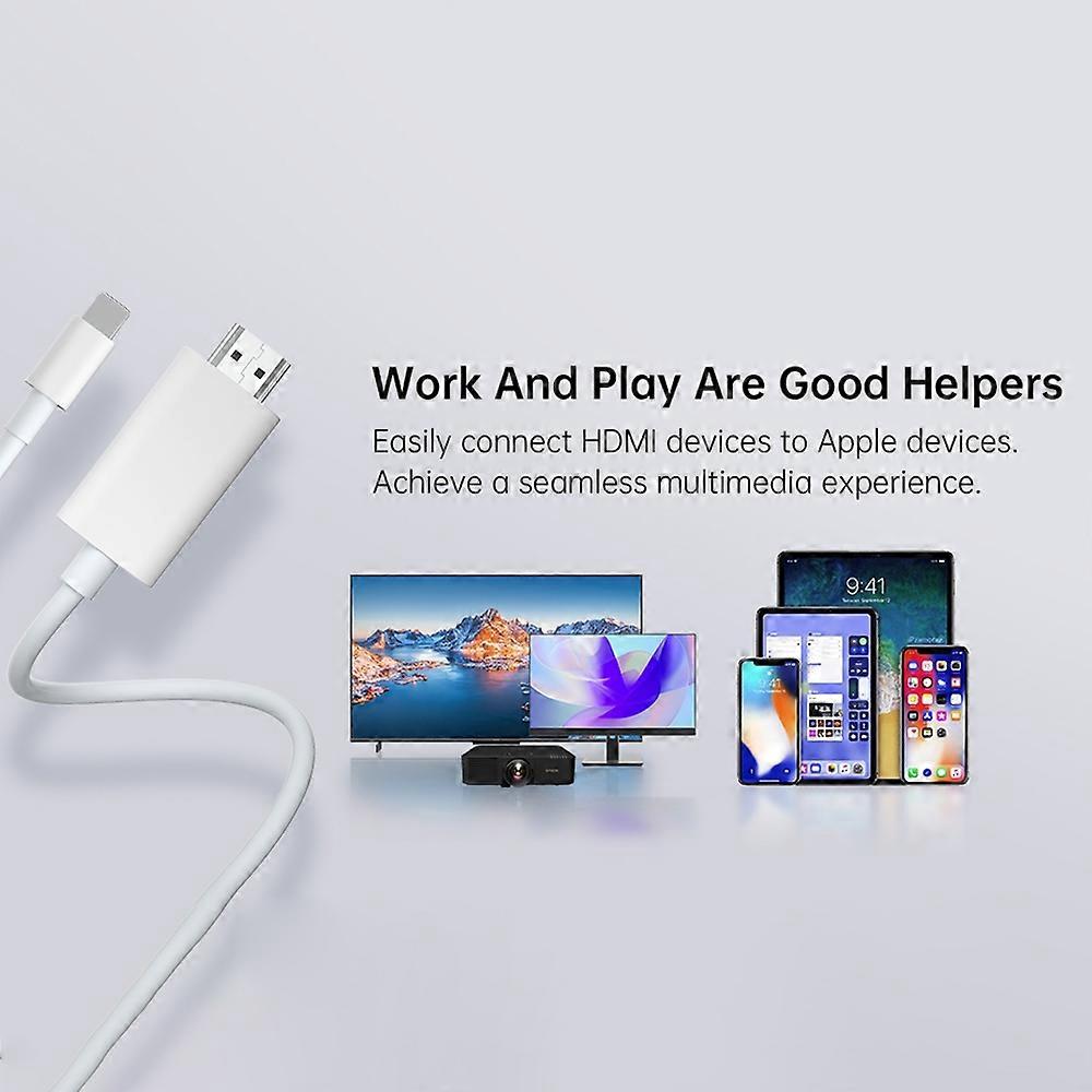 Lightning to HDMI Cable For iPhone/iPad 1080P HD Screen Mirroring ...