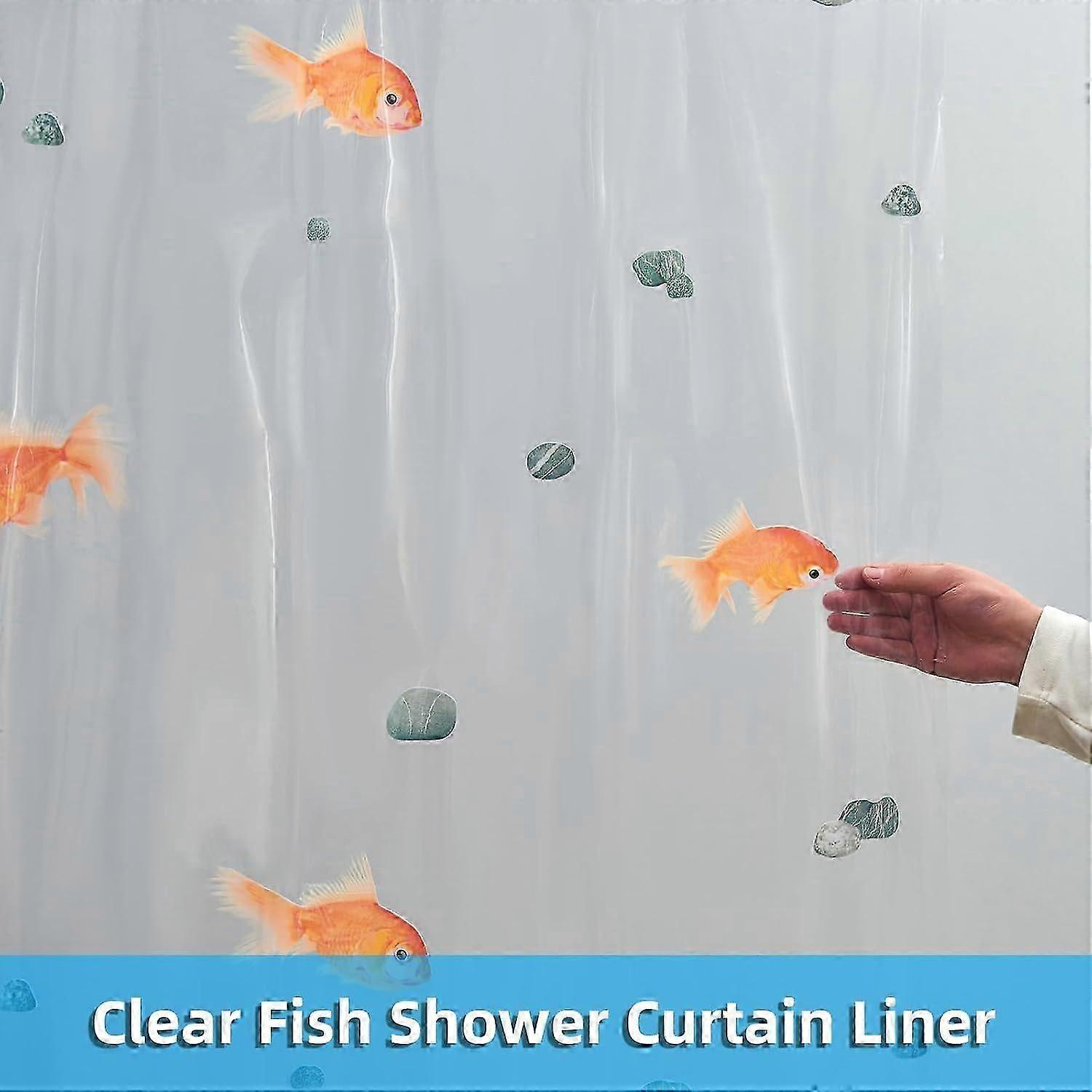 unique Goldfish Clear Shower Curtain, 78" W x 72" L Waterproof ...