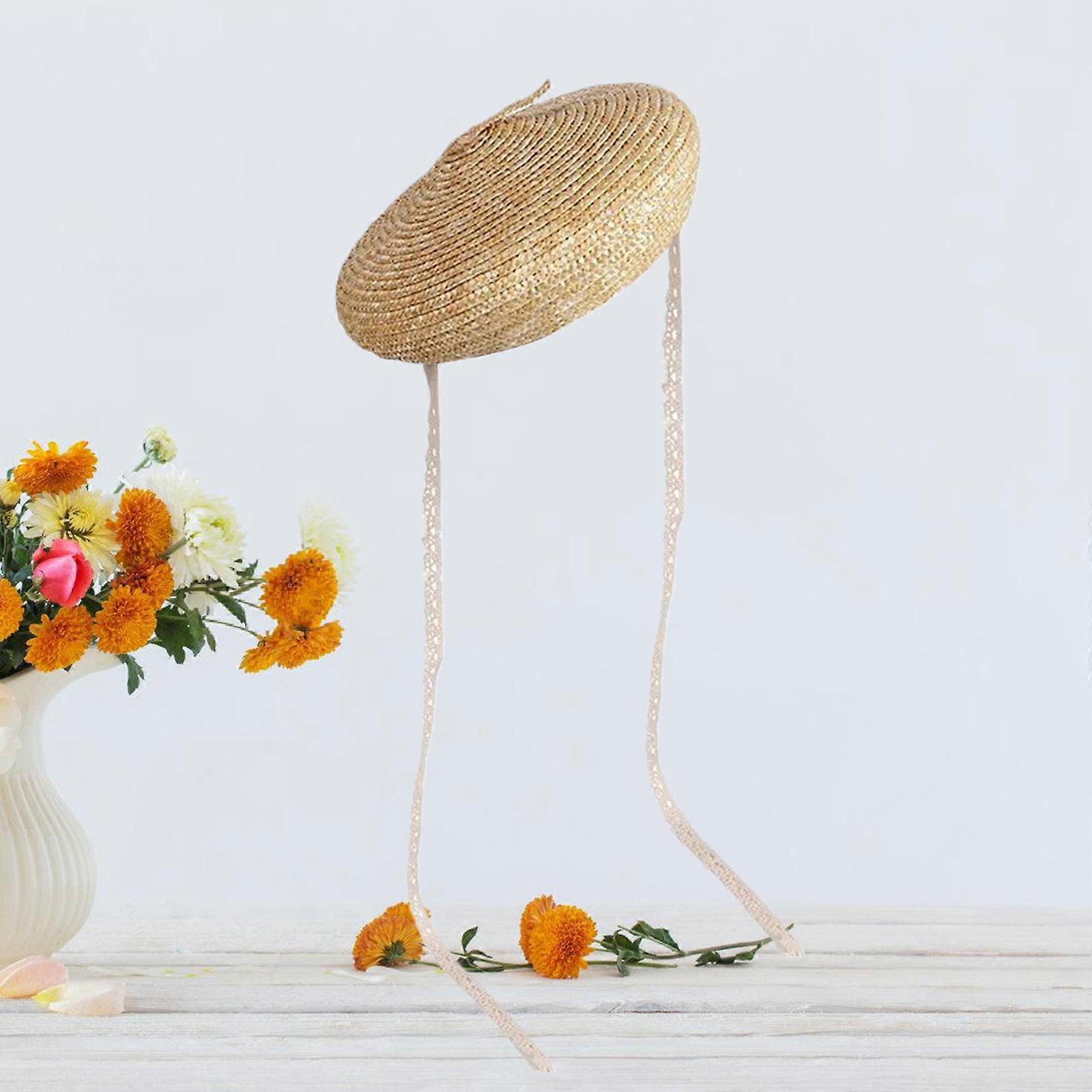 Victorian Straw Bonnet Hat Sun Protective Hat Lace Flower Vacation ...