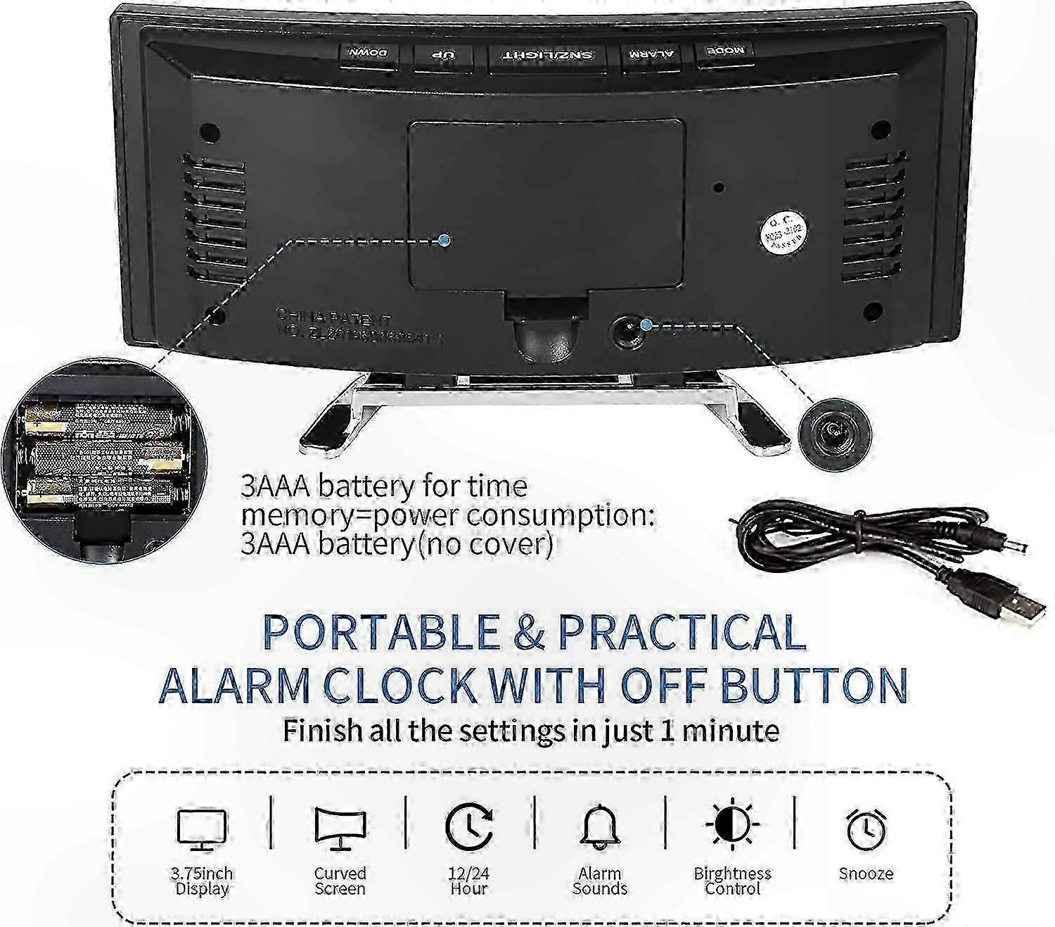 LED Mirror Alarm Clock with Temperature, Date, Silent Operation, Night ...