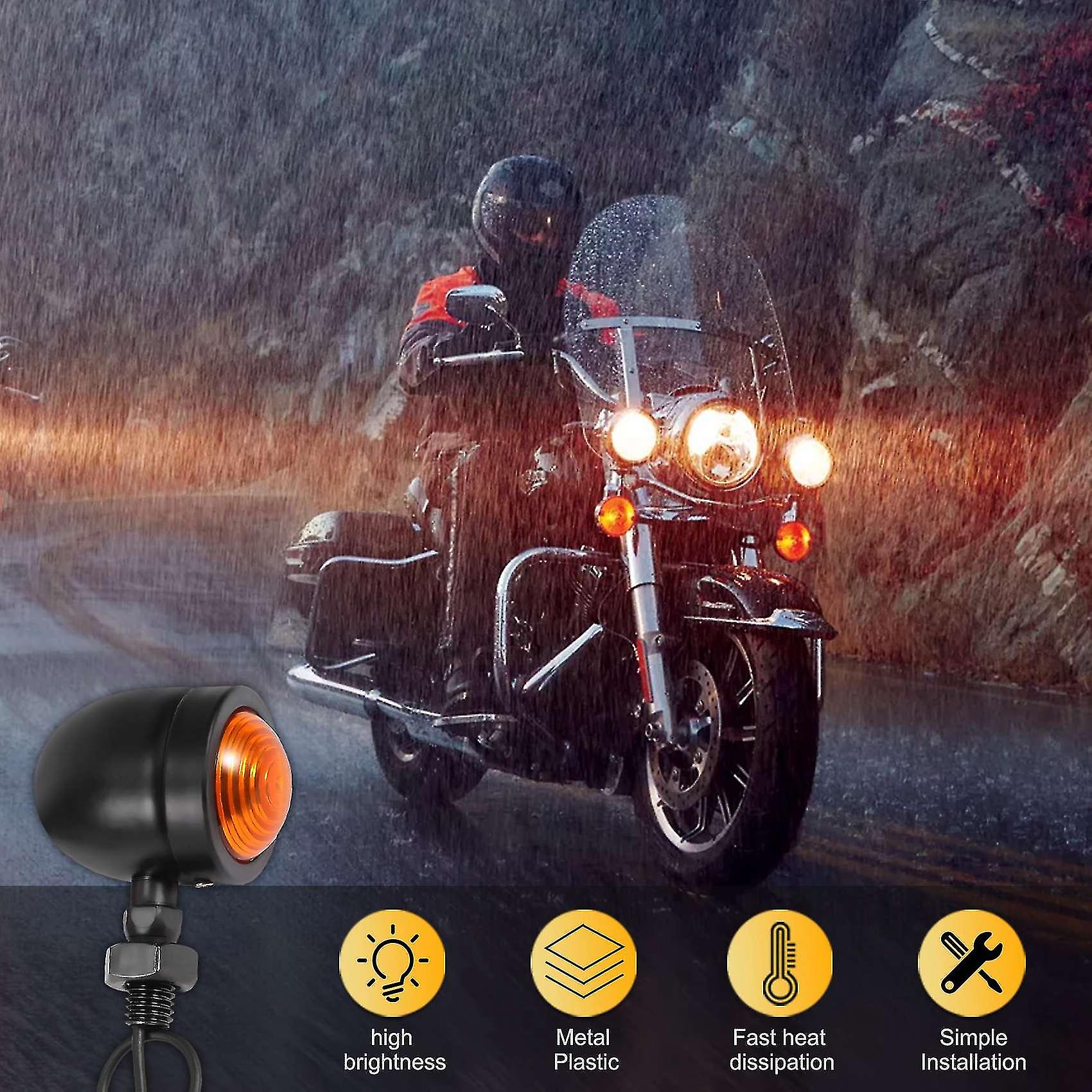 4pcs Black Motorcycle Turn Signal Indicator Lamp Light Moto Blinker ...