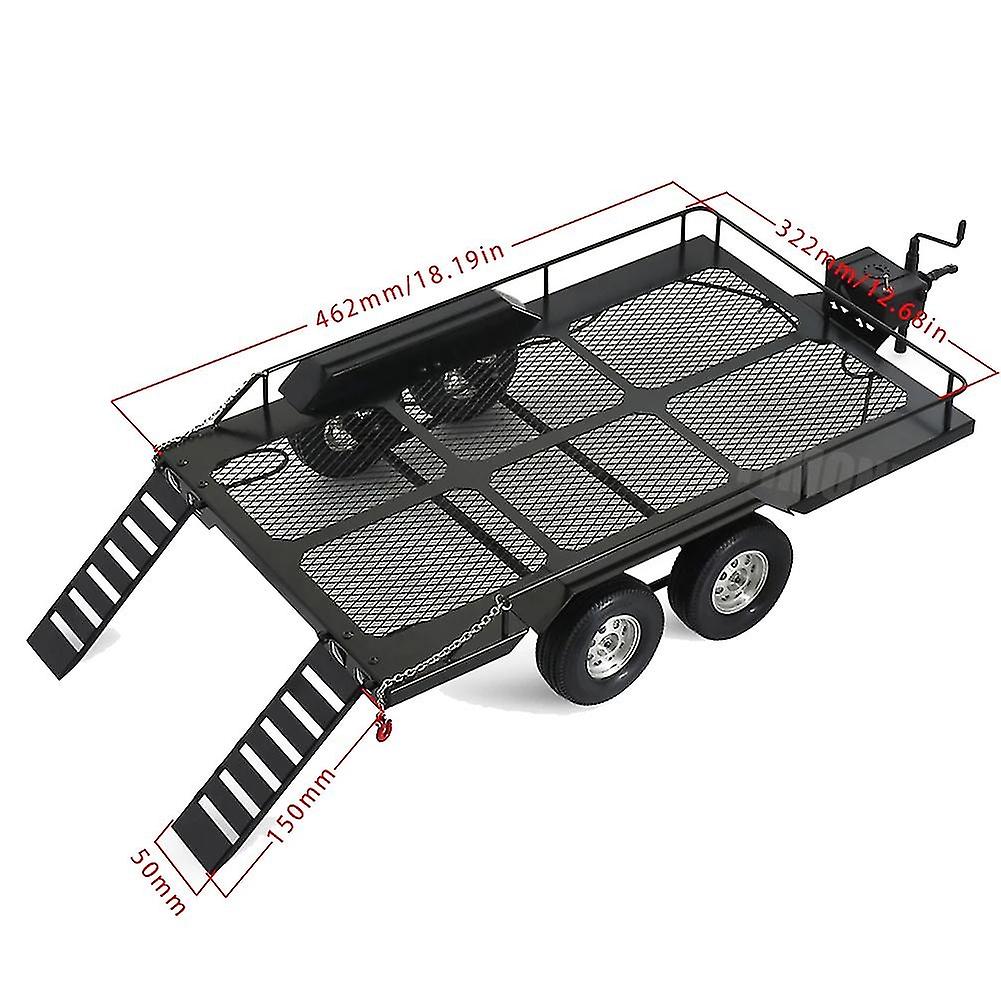 Metal Dual Axle Trailer Kit For 1/10 Rc Crawler Truck Axial Scx10 4 6 ...