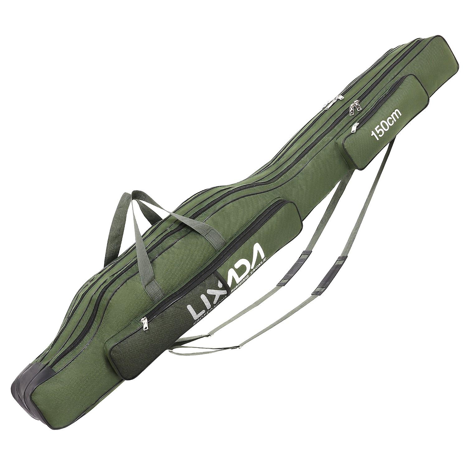 130cm/150cm Three Layers Fishing Bag Portable Folding Fishing Rod Reel Tackle Tool Carry Case ...