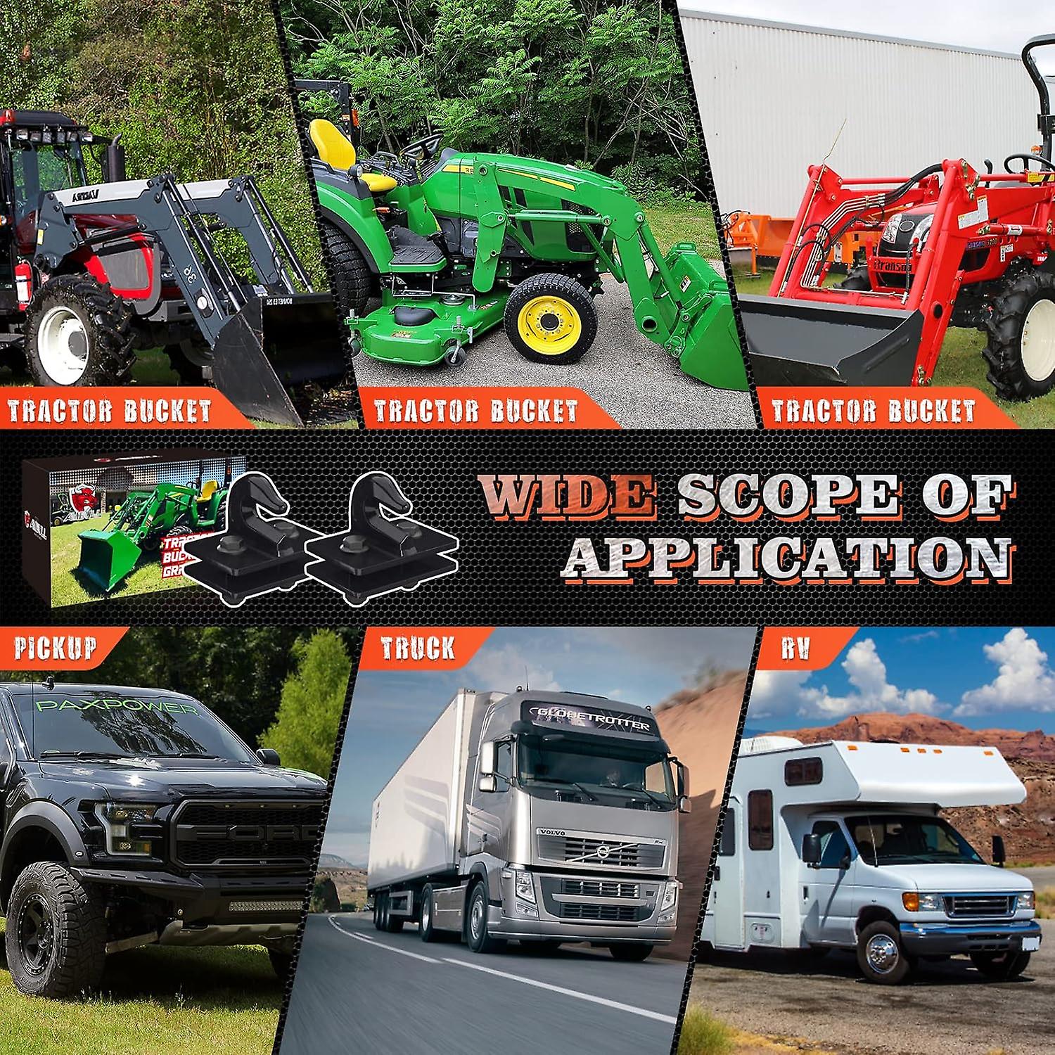 2 Pack 3/8" Tractor Bucket Grab Hook, 70 Grade Forged Steel, Bolt on ...