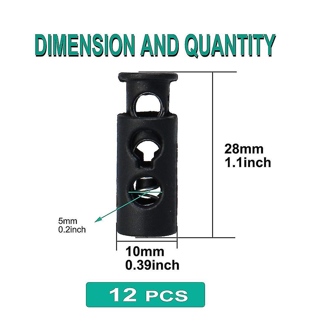 12pcs Spring Cord Locks Plastic End Stopper Double Hole Toggle Fastener ...