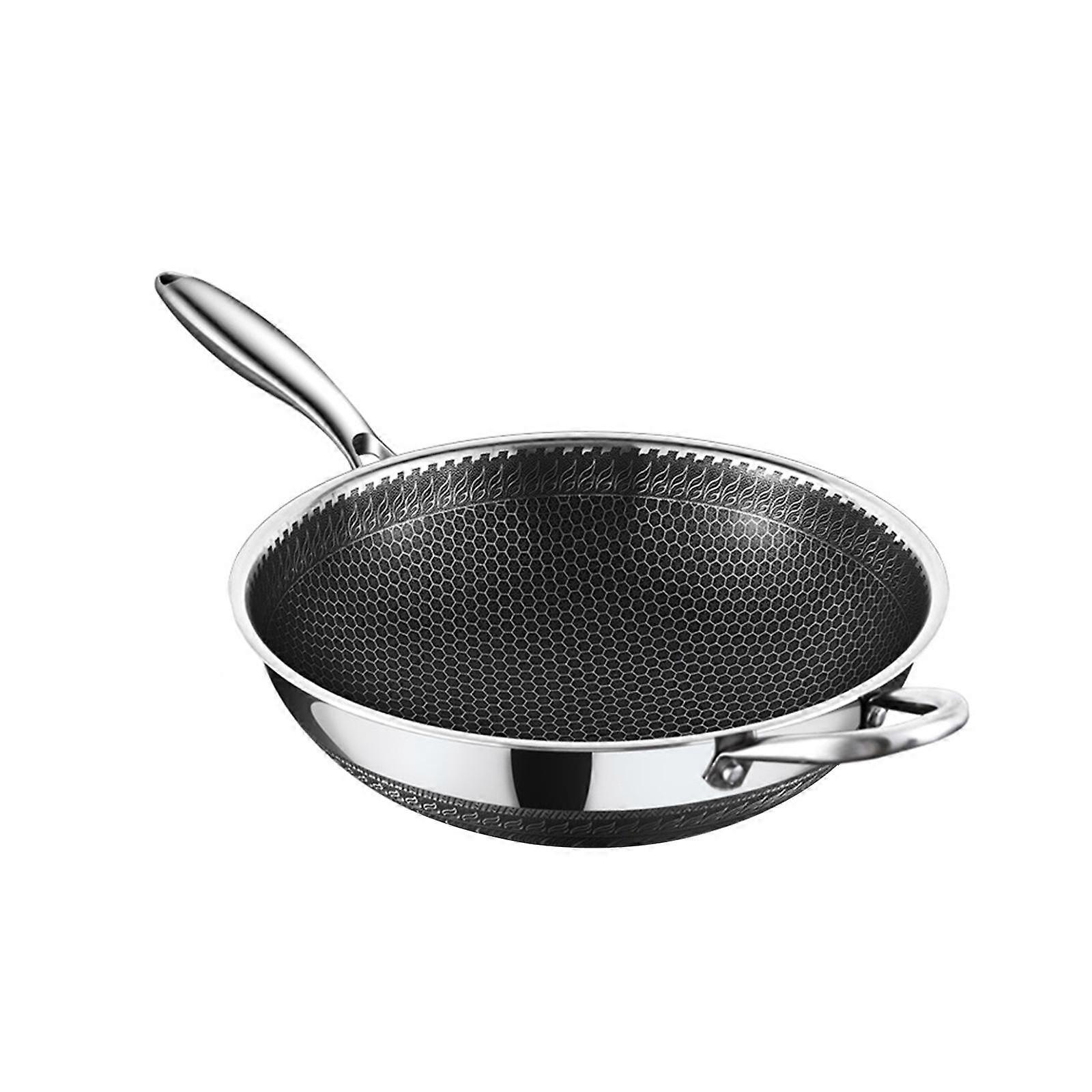 Nonstick Wok Pan Heavy Duty Stainless Steel Cooking Pot for Food Meat ...