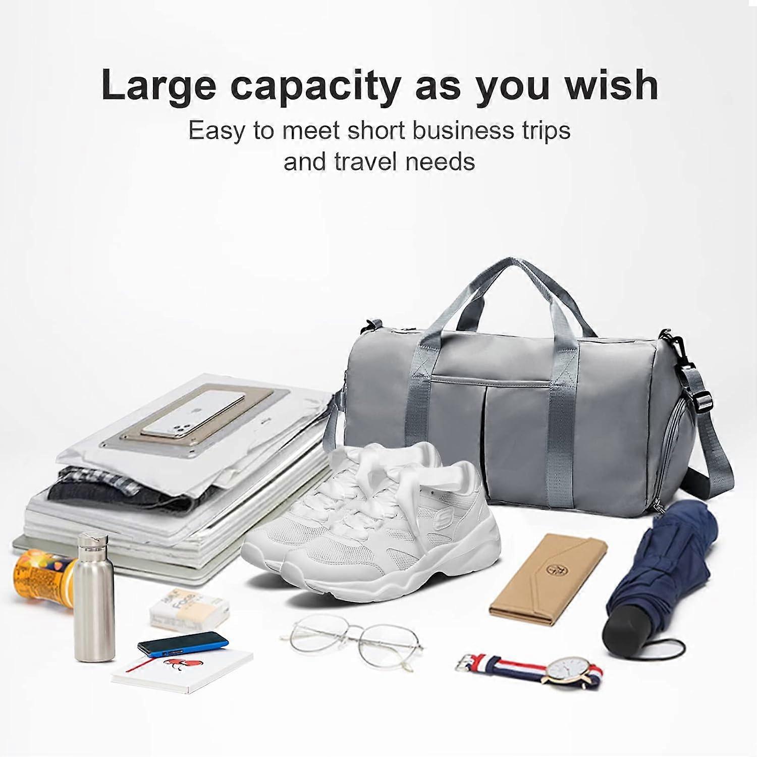 Sports gym bag with wet pocket and shoe compartment, waterproof shoulder weekend bag, light and ...