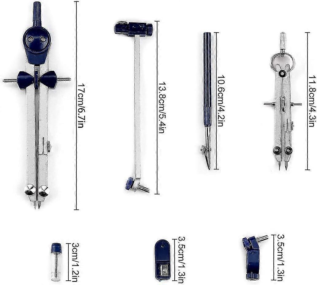7-piece Geometry Set - School Compass, Math Dividers, Woodworking Tools ...