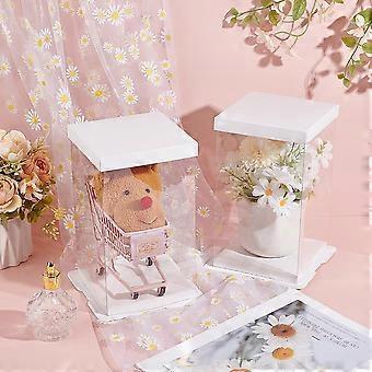 6 Pcs Folding Clear Gift Boxes White 15.2x15.2x23.5cm/5.98x5.98x9.25 ...