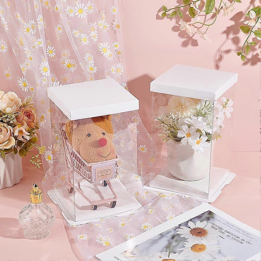 6 Pcs Folding Clear Gift Boxes White 15.2x15.2x23.5cm/5.98x5.98x9.25 ...