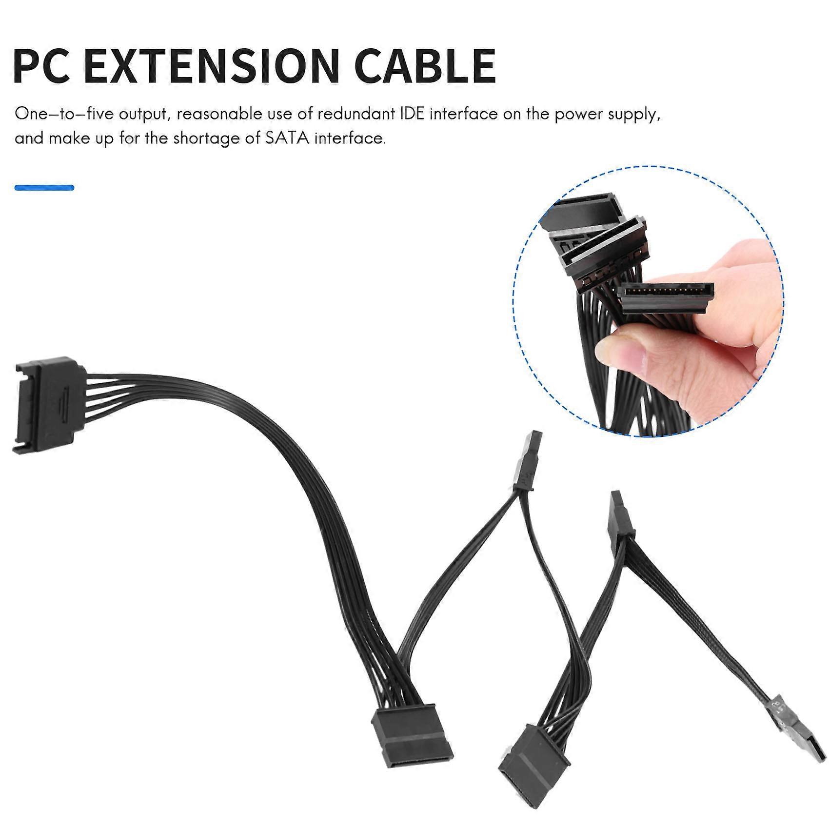 15 Pin SATA Power Extension Hard Drive Cable 1 Male To 5 Female Power ...