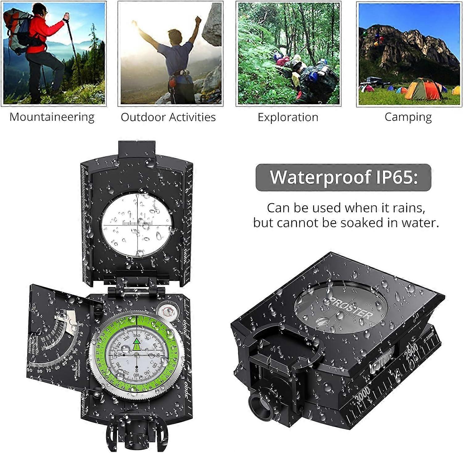 Compass Navigation with Clinometer Compass Hiking with Fluorescent ...