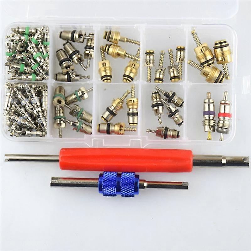 104Pcs Car Air Conditioner Valve Cores Assortment A/C AC Shrader Valve Core & Tool R134 R12 HVAC ...