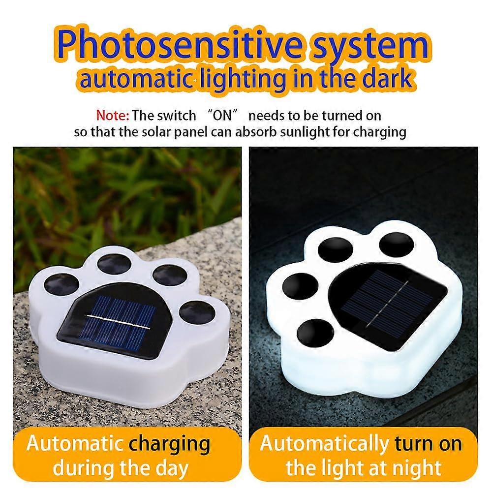 4 Pack Cute Solar Paw Print Light, Waterproof Outdoor Gardent Lights ...
