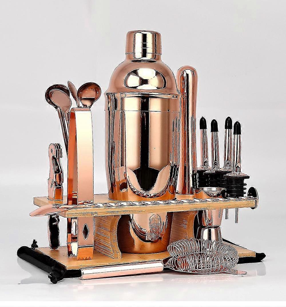 17-piece Stainless Steel Boston Mixer Tool Set Shaped Bamboo And Wooden ...