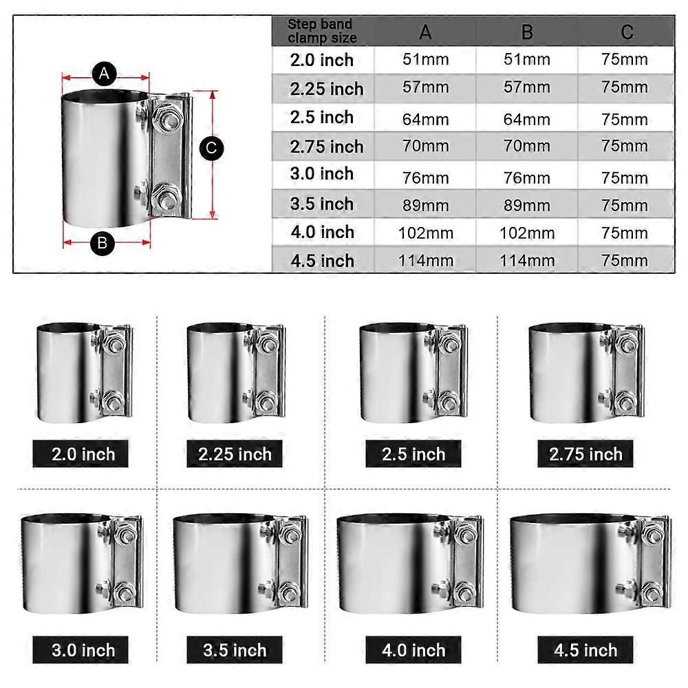 2" 2.25" 2.5" 3.0" 4.0" 304 Stainless Steel Exhaust Sleeve Butt Joint ...