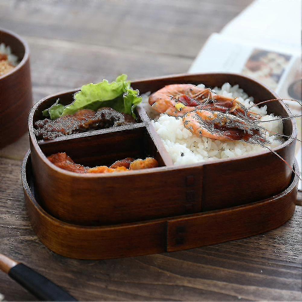 Natural Wooden Lunch Box Bento Food Container Travel School Camping ...