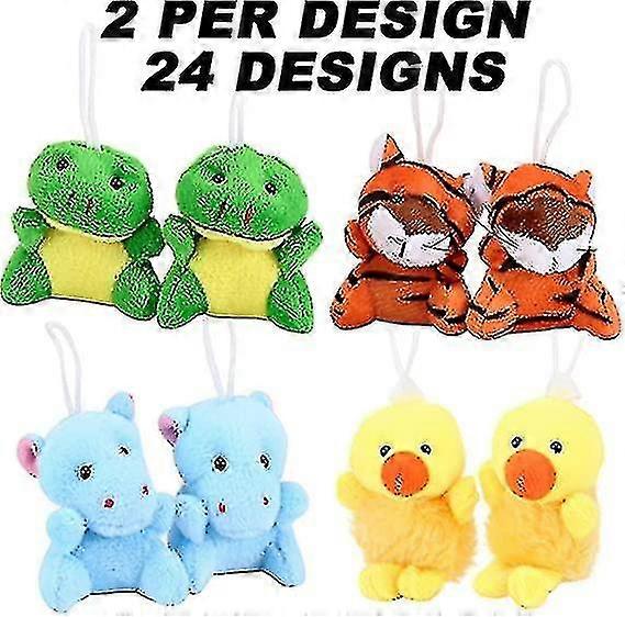 48 Pieces Mini Plush Animals Toys Set,small Stuffed Animal Keychain Set ...