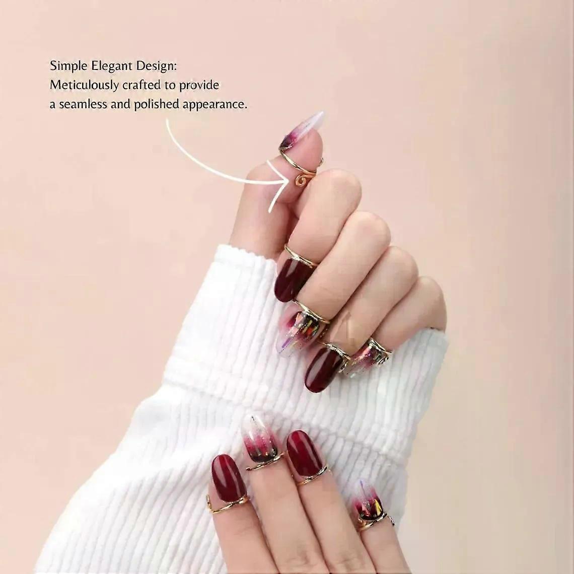 10x Fingernail Rings Halal Nail Rings Set Non Tarnish Removable Girl ...