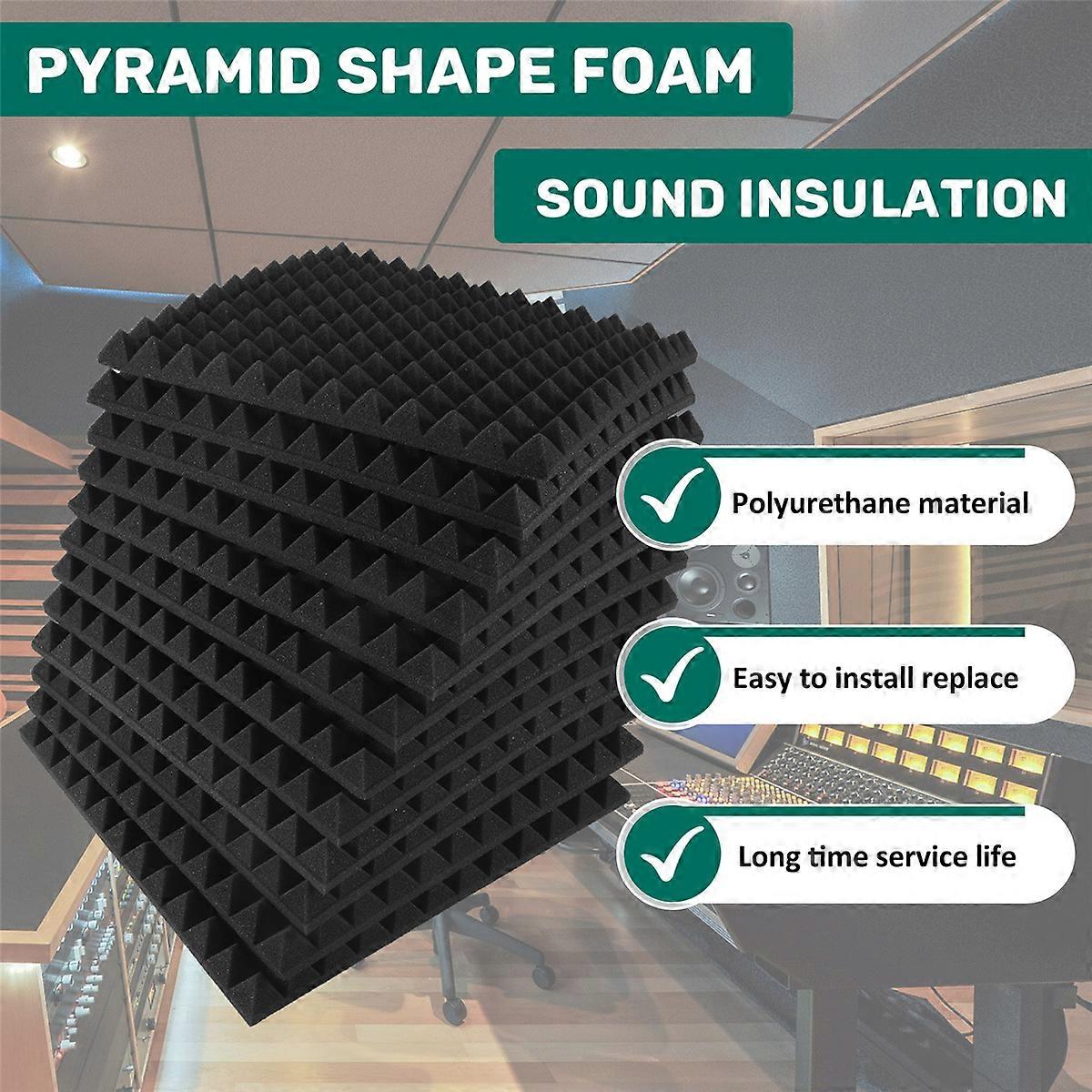 12 Pack Pyramid Shape Soundproof Foam Sound Proof Padding Treatment ...