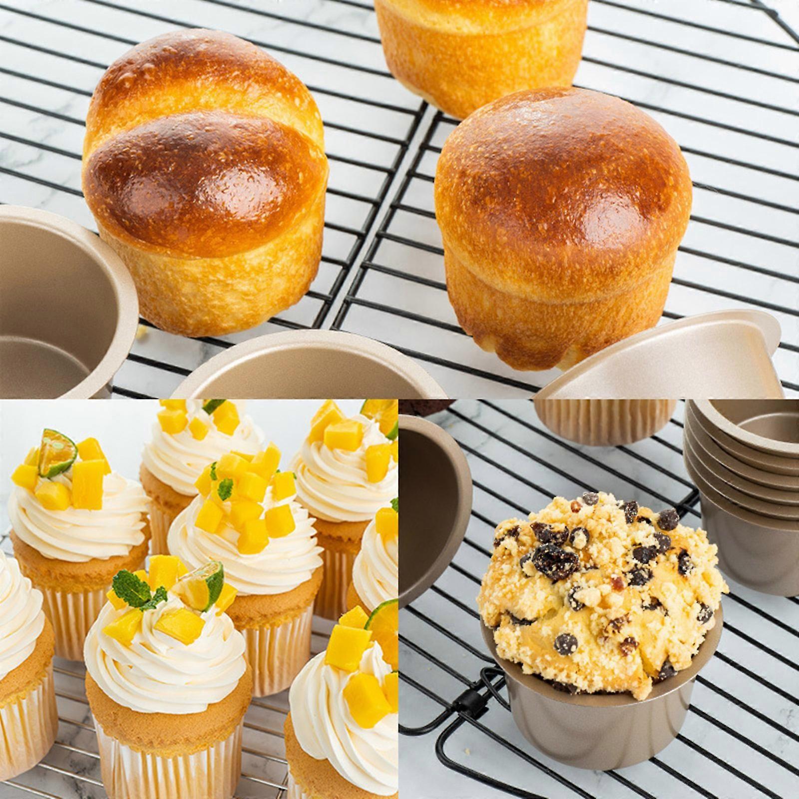 6pcs Muffin Pan Professional Cupcake Mould Nonstick Carbon Steel Cake ...