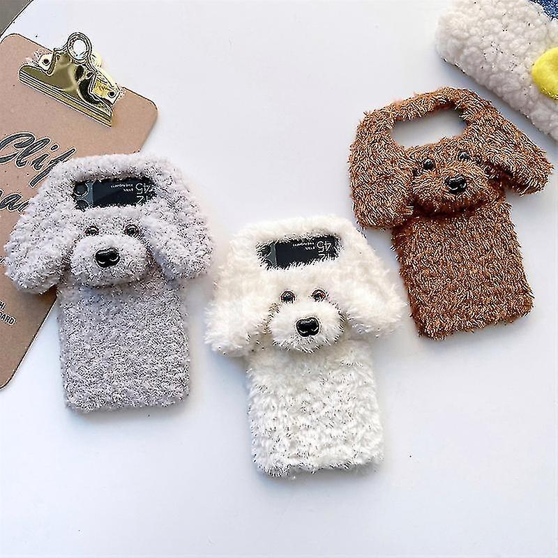 Cute Furry Dog Case Compatible With Samsung Galaxy Z Flip 3/4, Plush ...