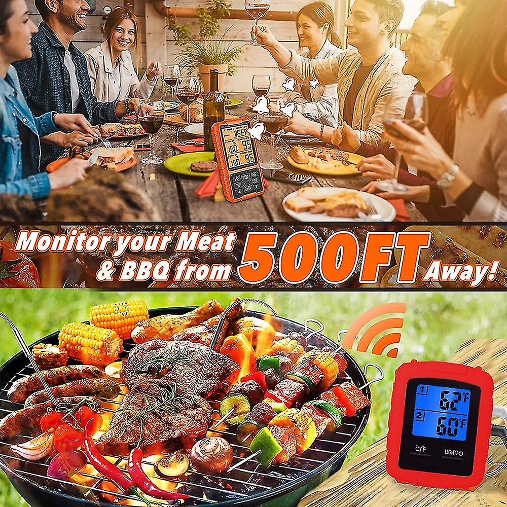 Wireless Meat Thermometer, Digital Remote Food Cooking Meat Thermometer ...
