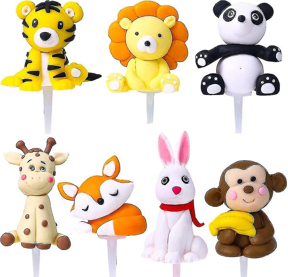 Cake Toppers Cute Jungle Safari Theme Animals Birthday Cake Decoration ...