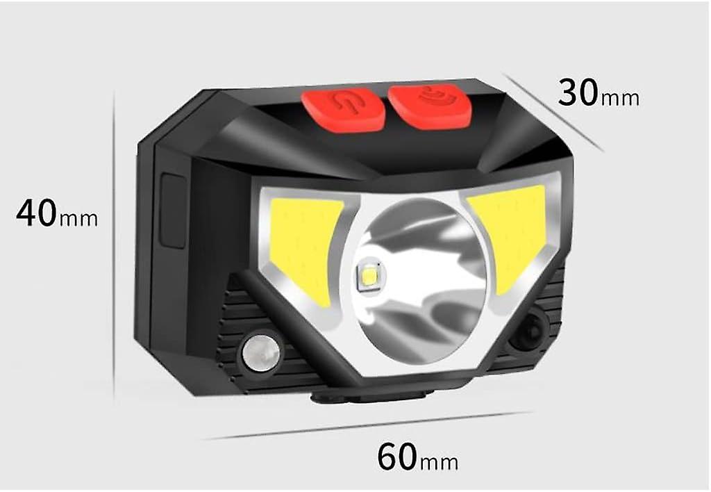Cob Red Light Warning Light Strong Light Fishing Headlight Waterproof ...