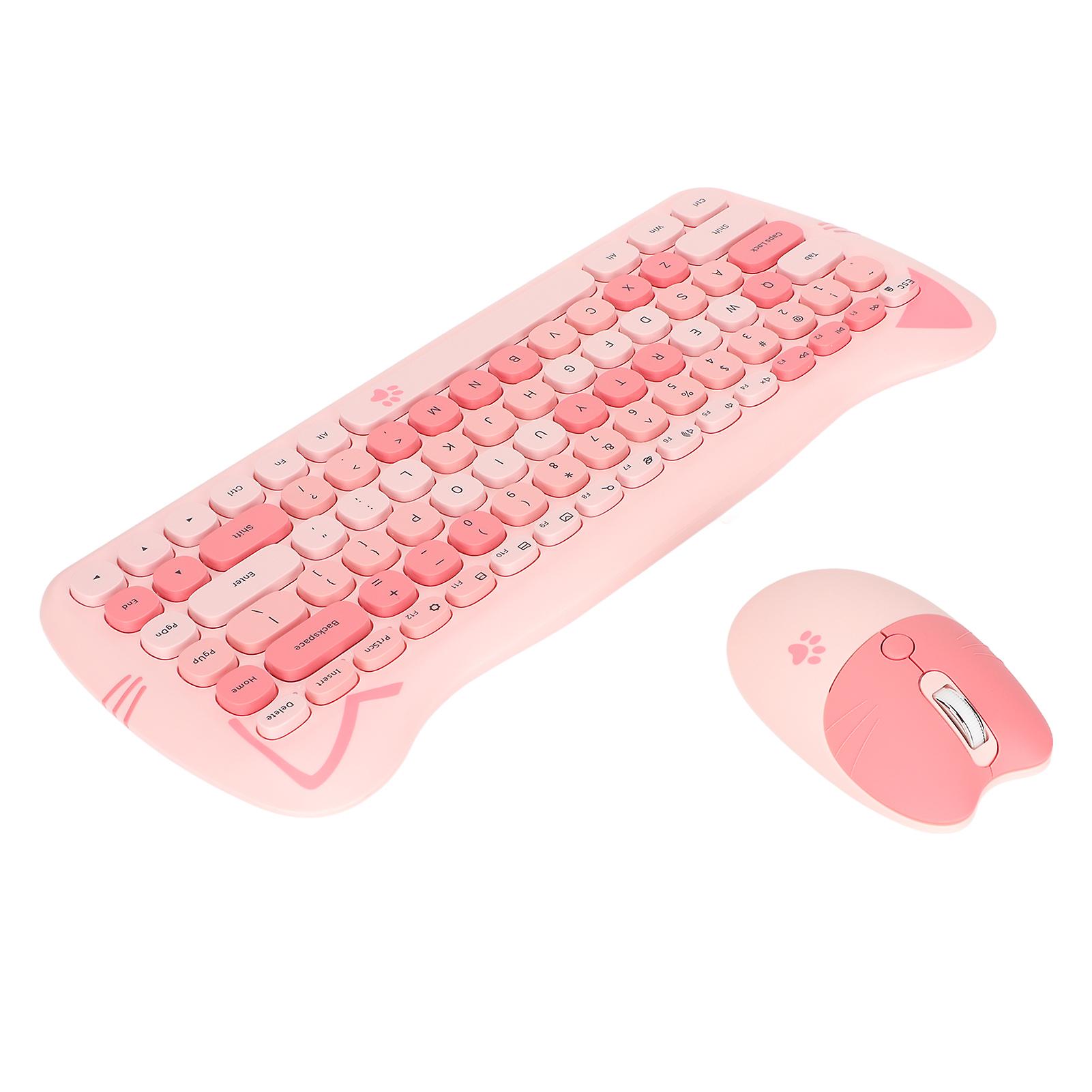 Cute Cat Shape 2.4G Wireless Keyboard and Mouse Colours Low Power ...