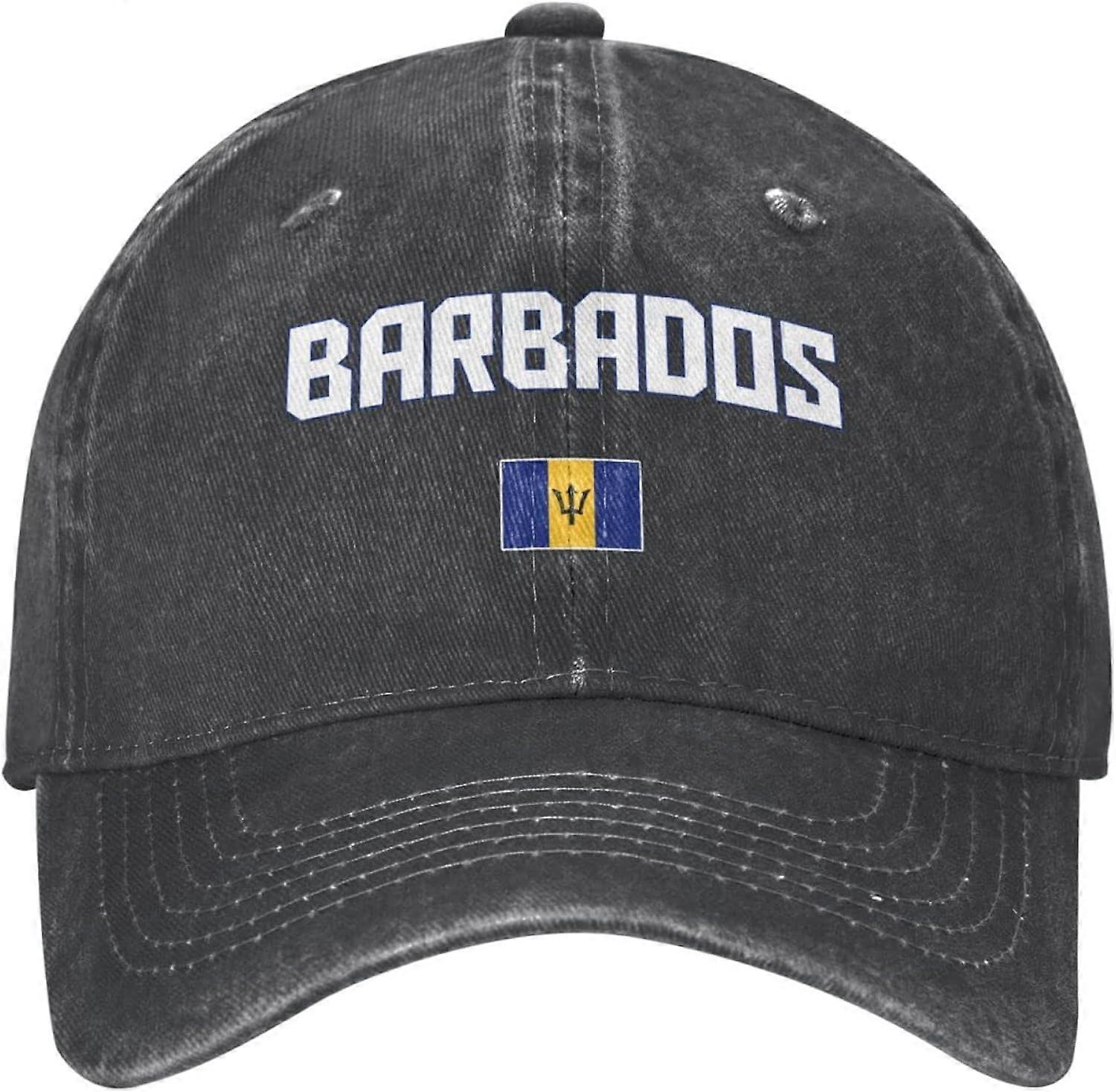 nx1264 Washed Denim Barbados Flag Cool Barbadian Baseball Cap Men Black ...