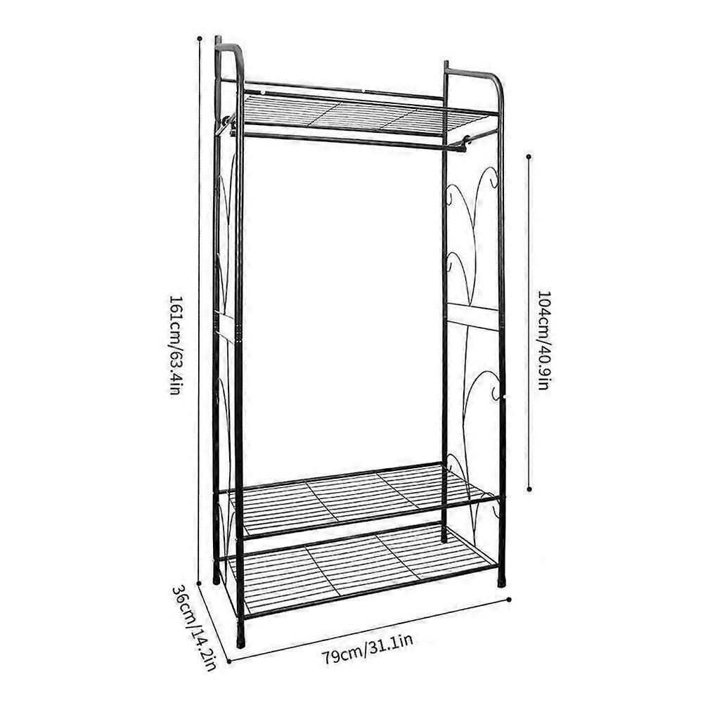Metal Open Wardrobe Freestanding Garment Rack Bedroom Storage Clothes ...